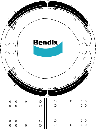 B4709 PT ES2 Riveted Shoe Kit | Bendix Brakes